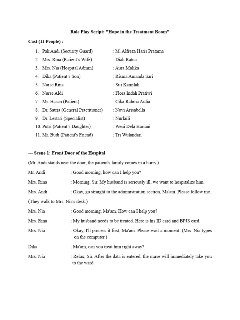 Role Play Script Epp Kelompok 4 Psik 4 B | PDF | Health Sciences ...