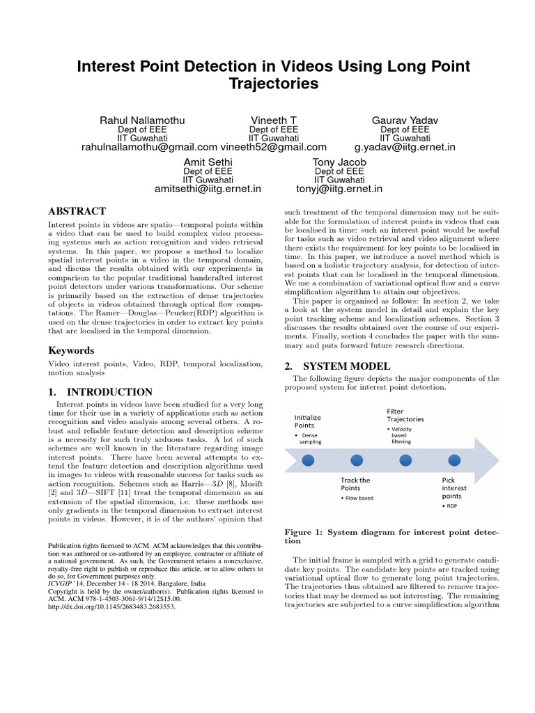 Interest Point Detection In Videos Using Pdf Computer Vision