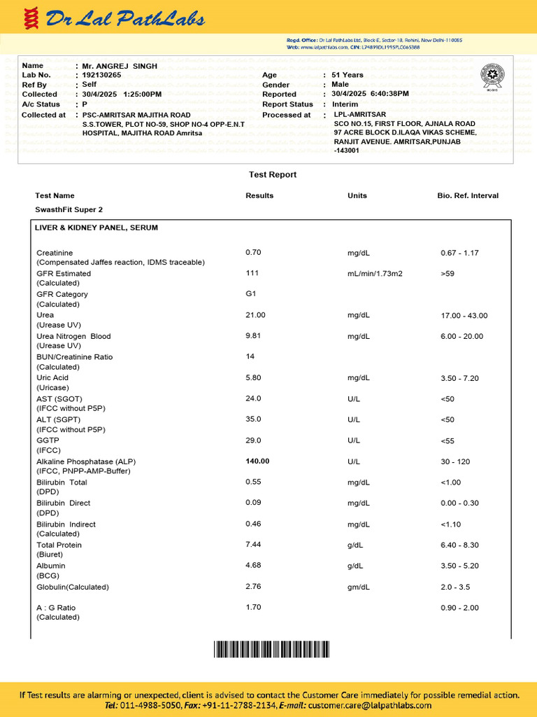 Report I2025-04-30T184400 | PDF | Creatinine | Kidney