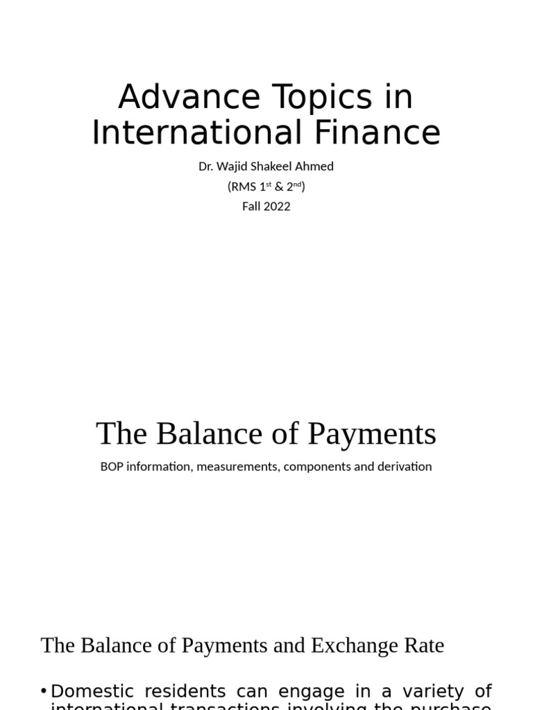 Advance Topics in International Finance | PDF | Foreign Exchange Market ...