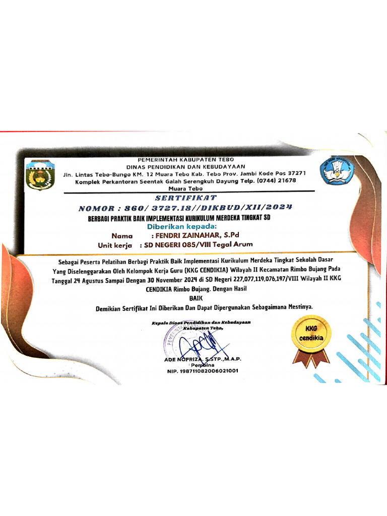 sertifikat kkg 2024 | PDF