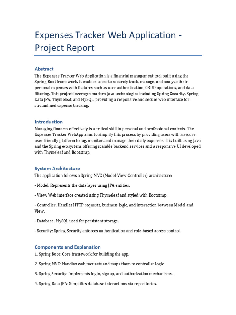 Expenses_Tracker_Project_Report | PDF | Model–View–Controller | Databases