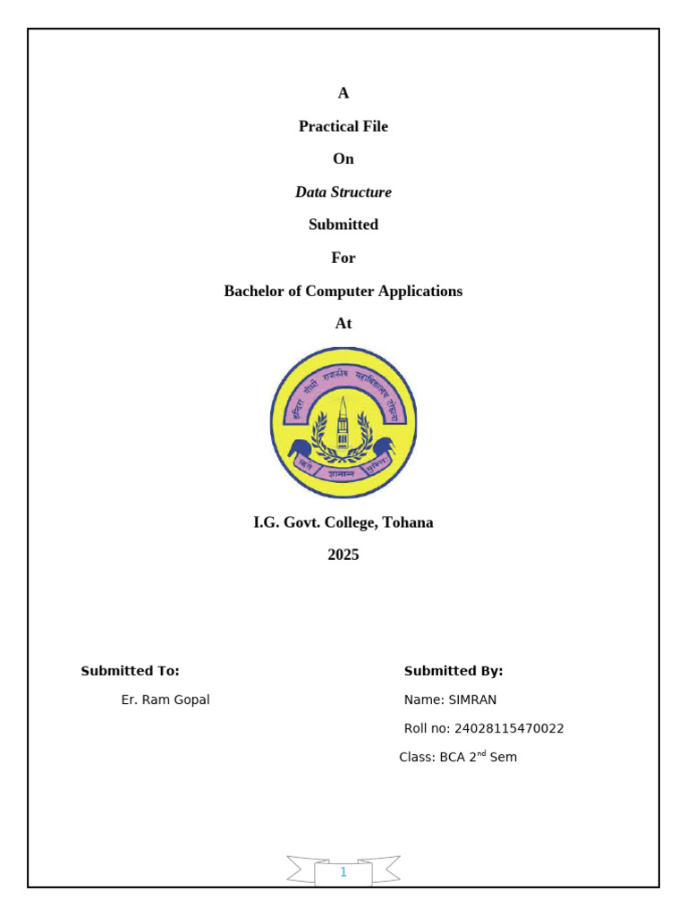 Data Structure Practical Complet Simran | PDF | Integer (Computer ...