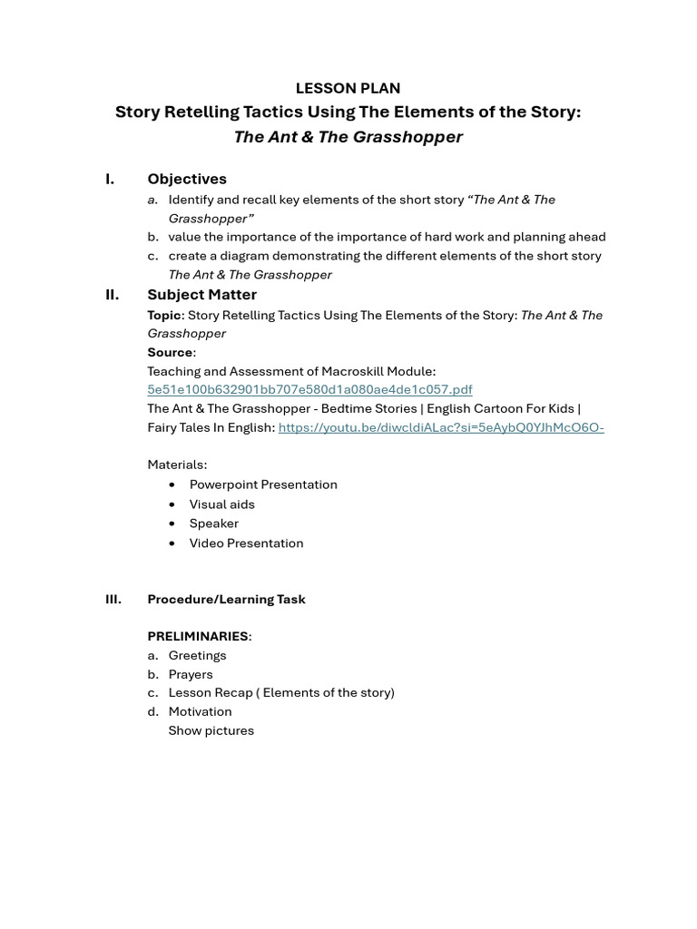 Storyretelling Lessonplan | PDF