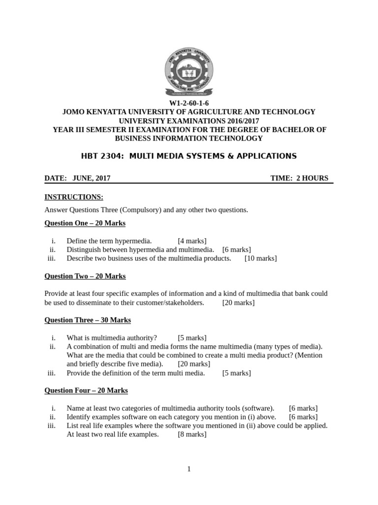 HBT 2304 Multi Media Systems & Applications | PDF