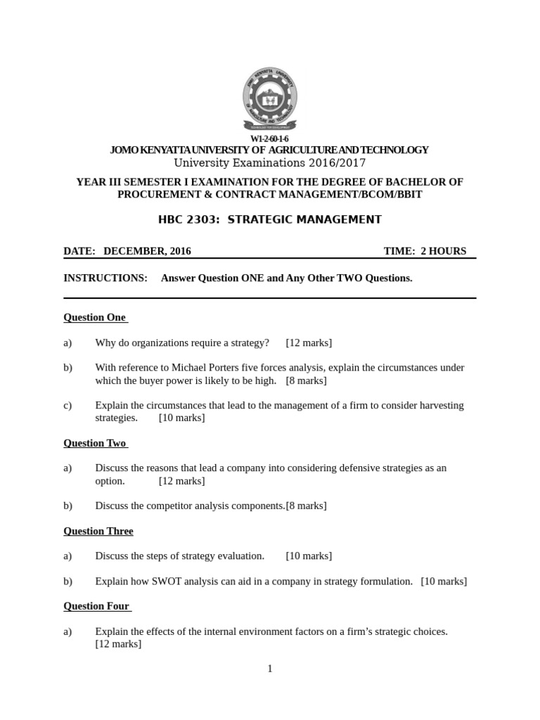 HBC 2303 Strategic Management | PDF