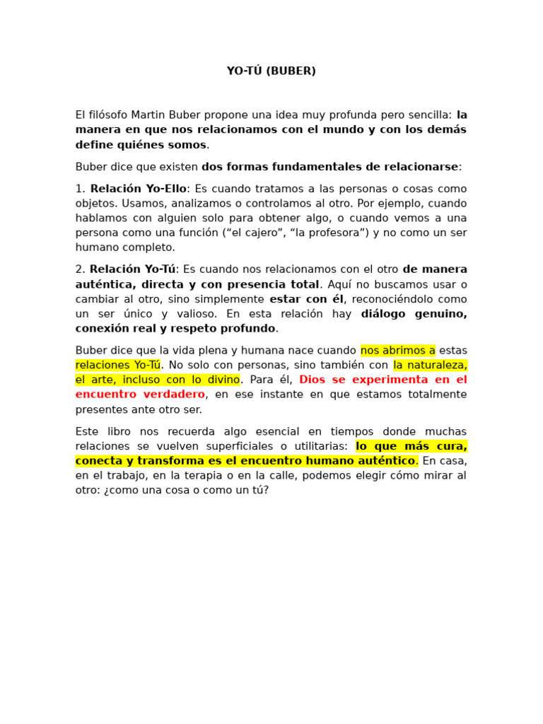 M. Buber - Yo y Tú | PDF