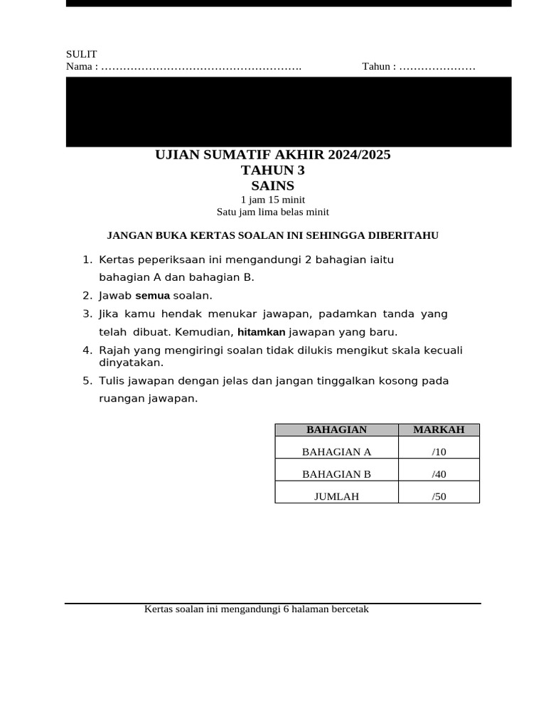 Sains T3 Uasa | PDF