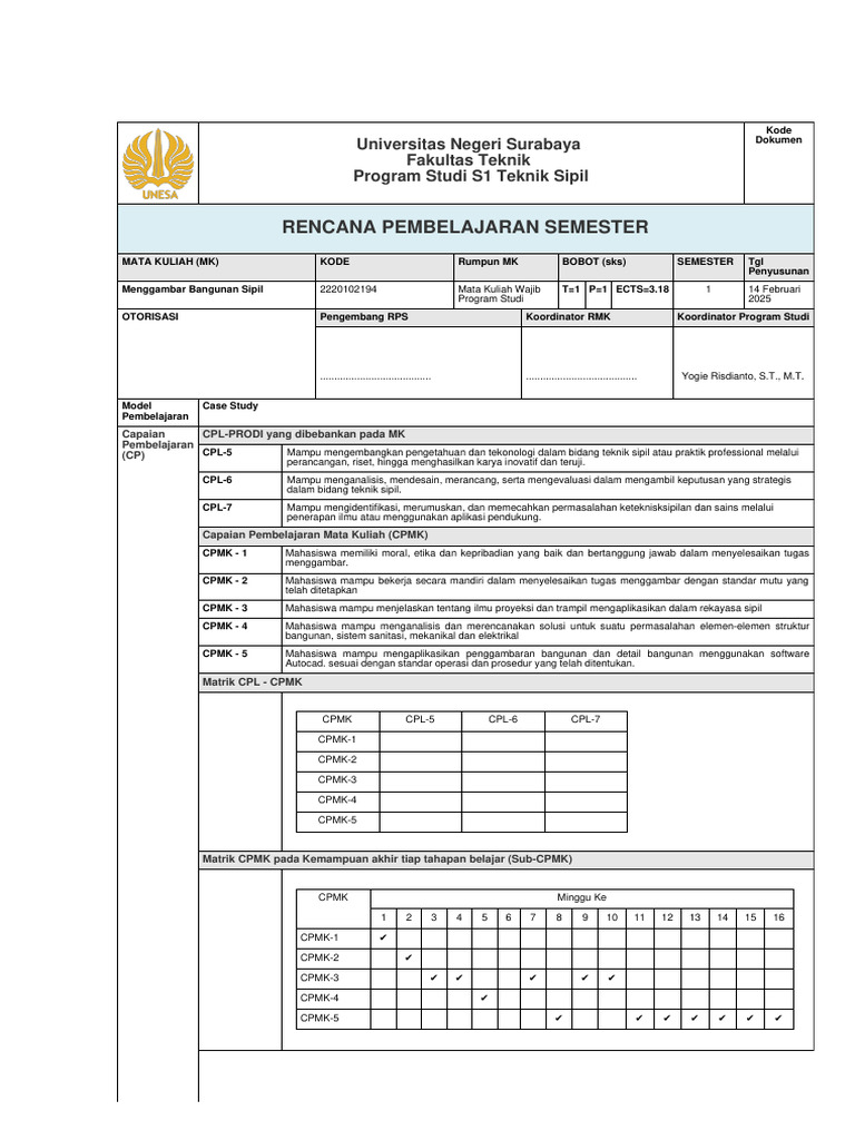 RPS Menggambar Bangunan Sipil | PDF