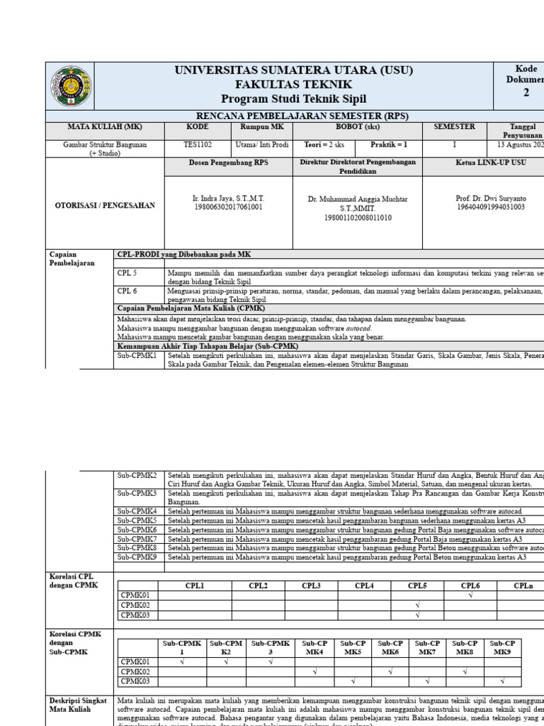 RPS MK Gambar Struktur Bangunan | PDF