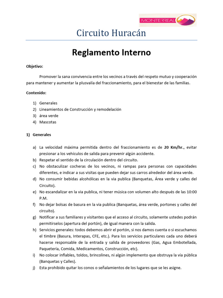 Reglamento Interno-1 | PDF