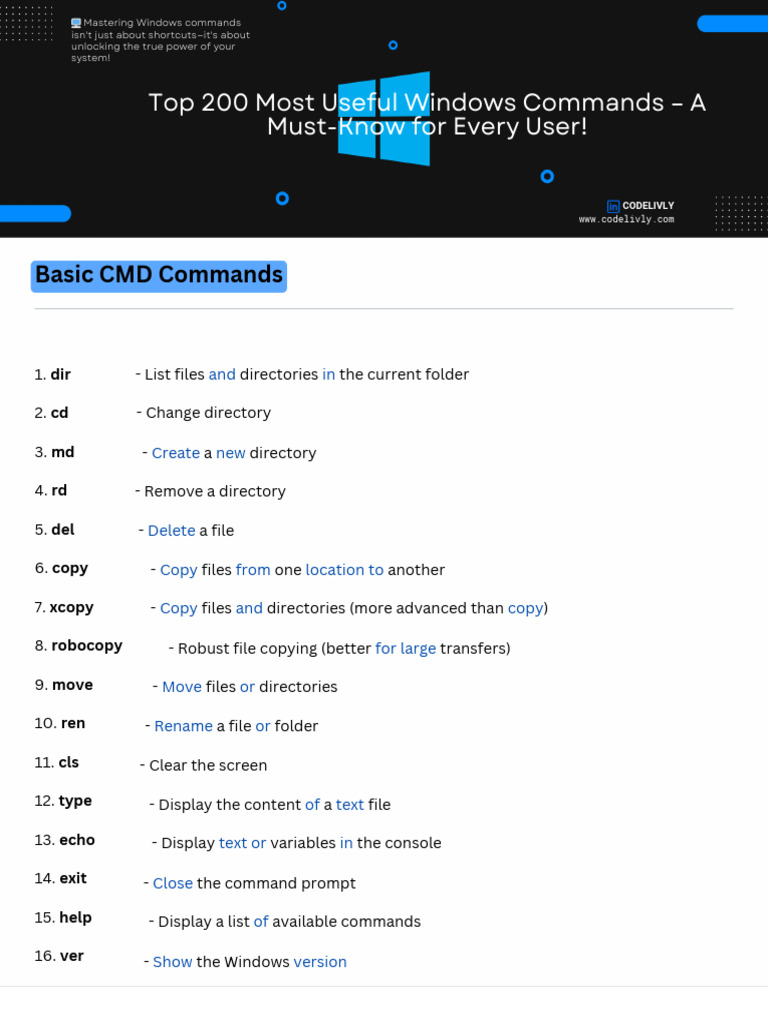 Top 200 Most Useful Windows Commands - A Must Know For Every User ...