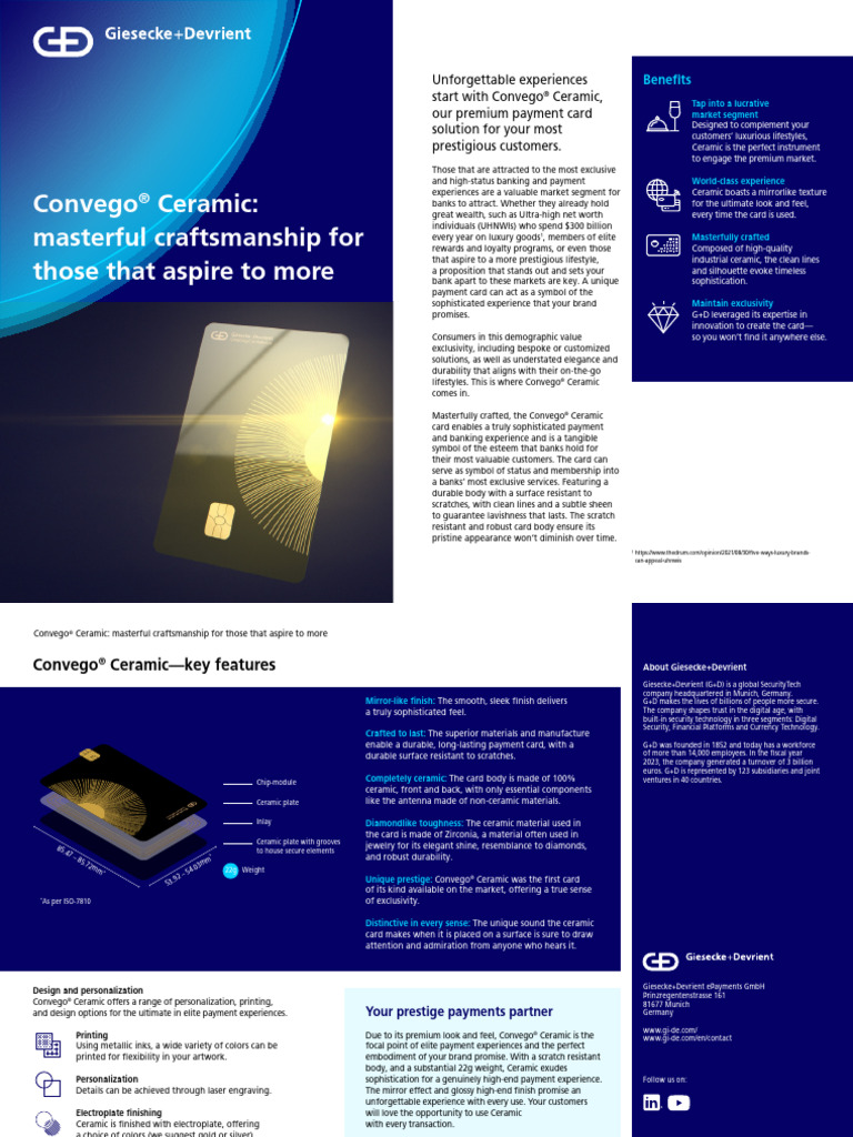 GD Convego Ceramic Card Datasheet | PDF