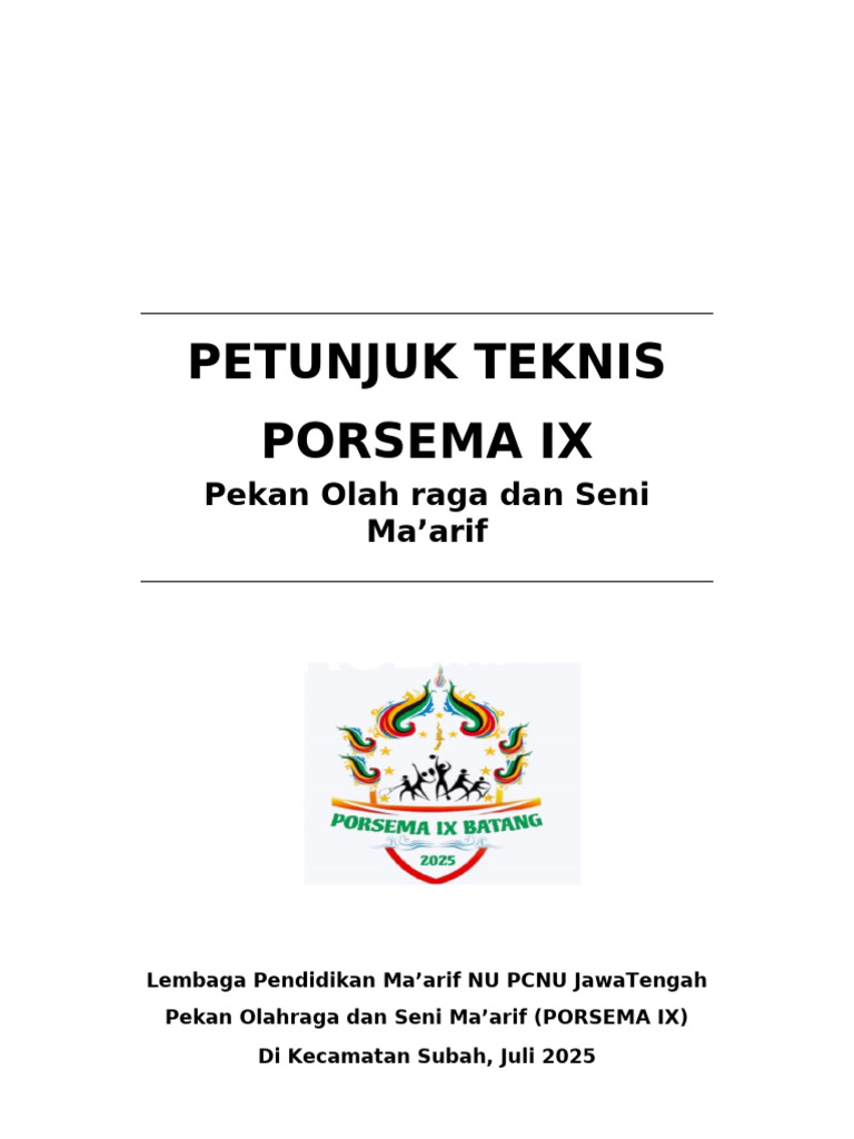 Juknis Porsema Slta Kabupaten 2025 | PDF