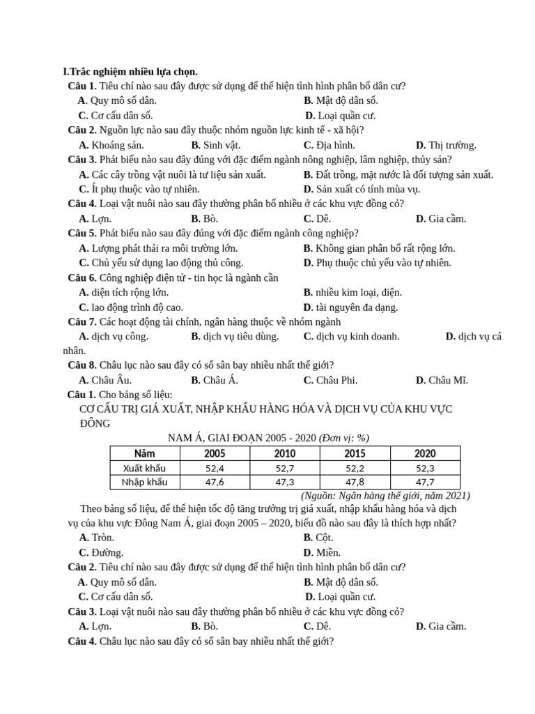 ôn tập k10 | PDF