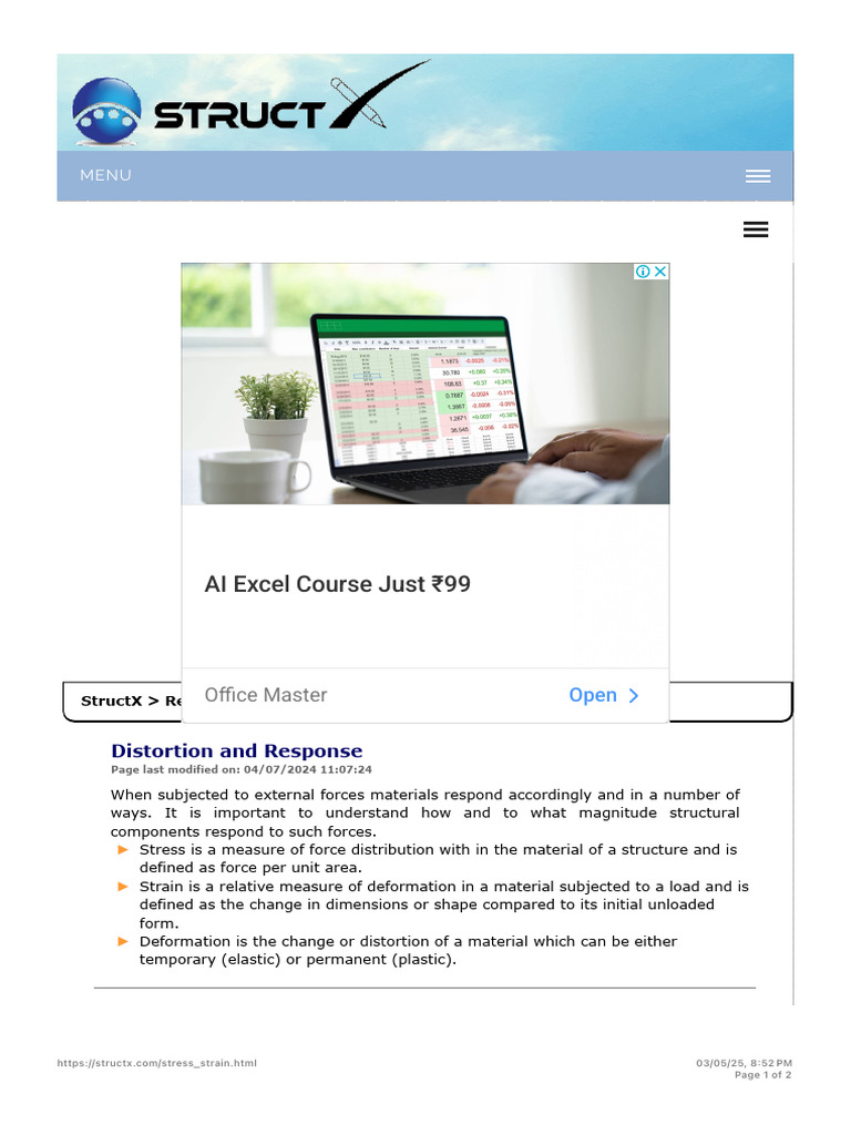 StructX - Stress and Strain | PDF