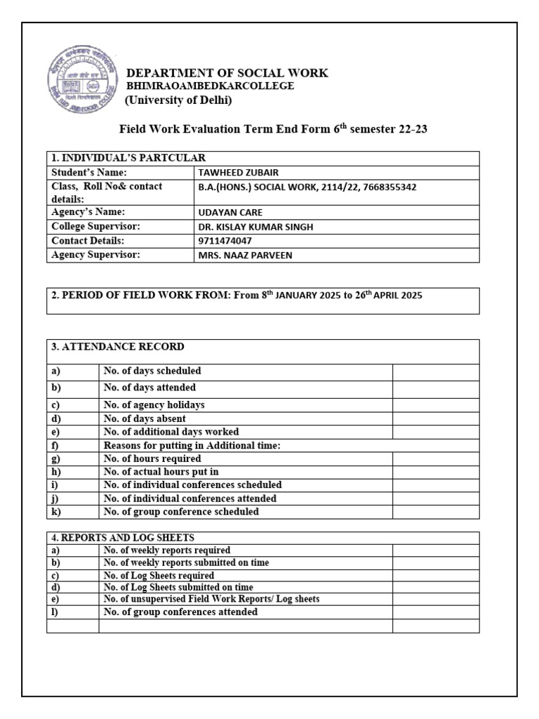 FW Assessment Form 2021-22 | PDF | Psychology | Social Psychology