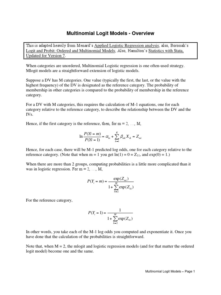 Multinomial Logit Models | PDF | Logistic Regression | Multivariate Statistics