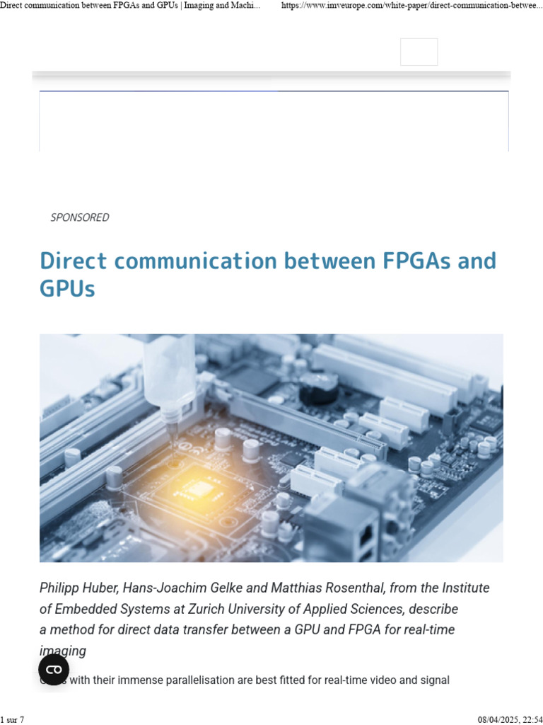Direct Communication Between FPGAs and GPUs - Imaging and Machine ...