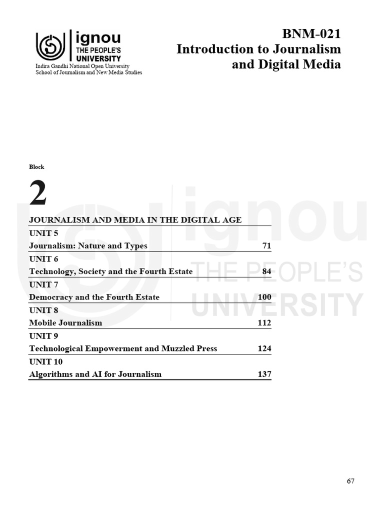 Intro To Journalism and Digital Media BNM 021 Block 2 | PDF | News | Journalism
