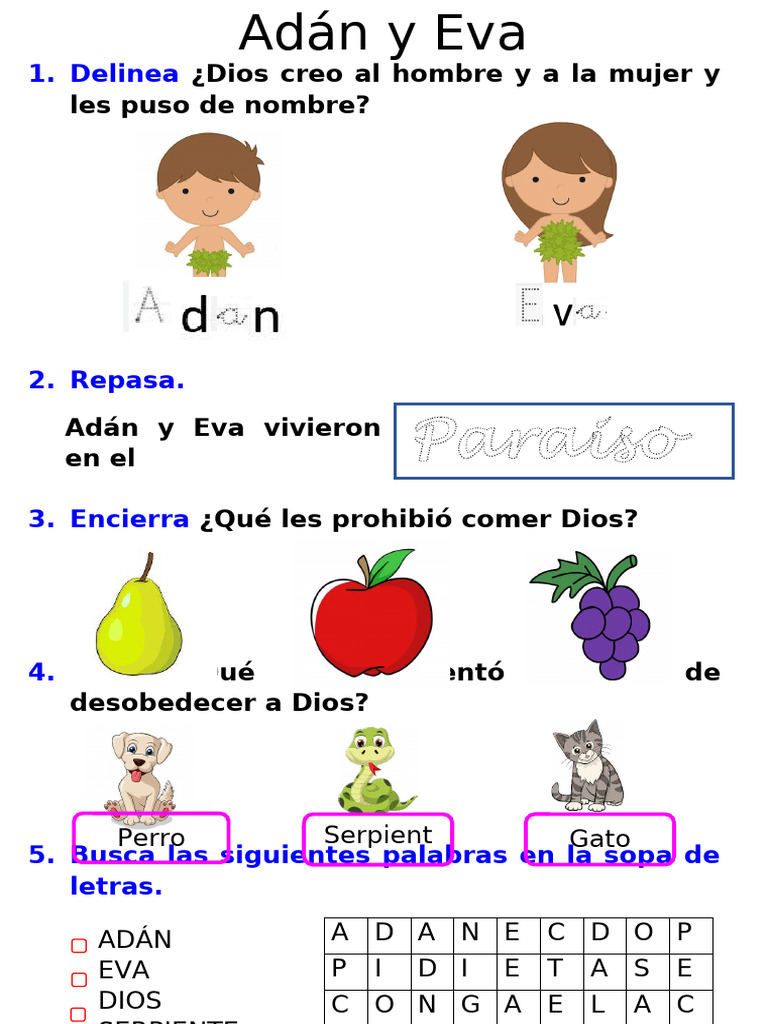 Ficha-Religión - Adán y Eva | PDF