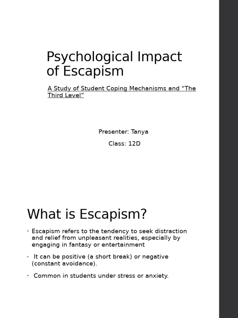 Escapism's Effects on Student Mental Health | PDF