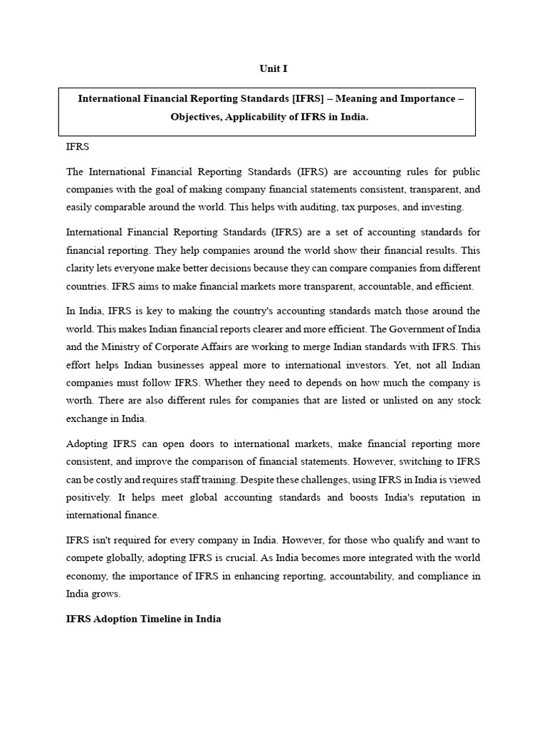 Unit I - IfRS - BRSR - Segment Reporting | PDF | International Financial Reporting Standards ...