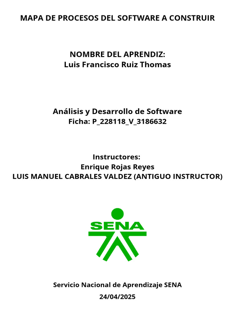 Mapa de Procesos Del Software - Luis Francisco Ruiz Thomas SENA | PDF
