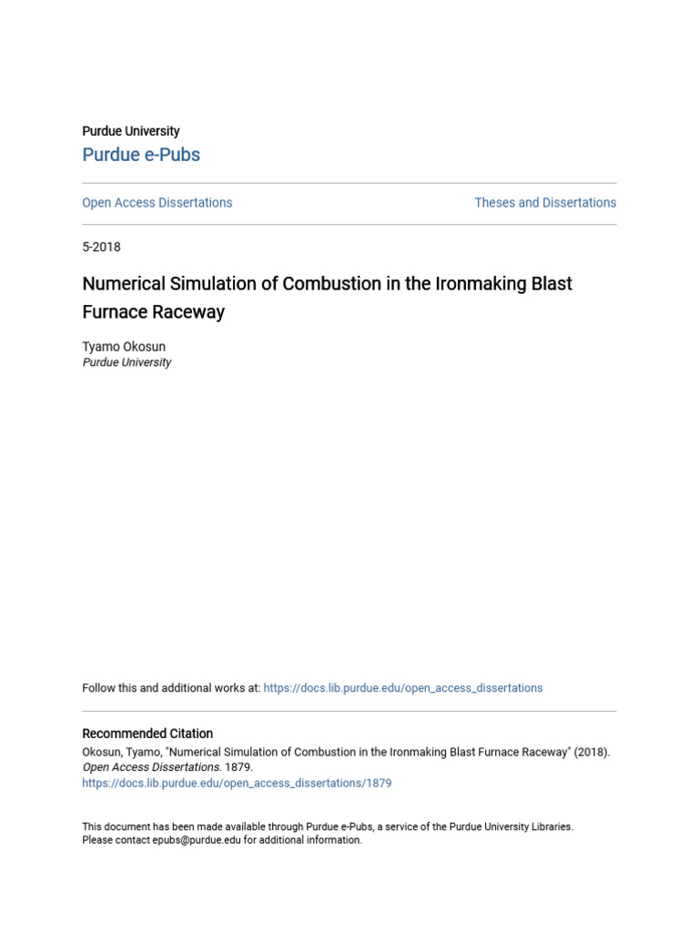 Numerical Simulation of Combustion in the Ironmaking Blast Furnac | PDF | Viscosity | Blast Furnace