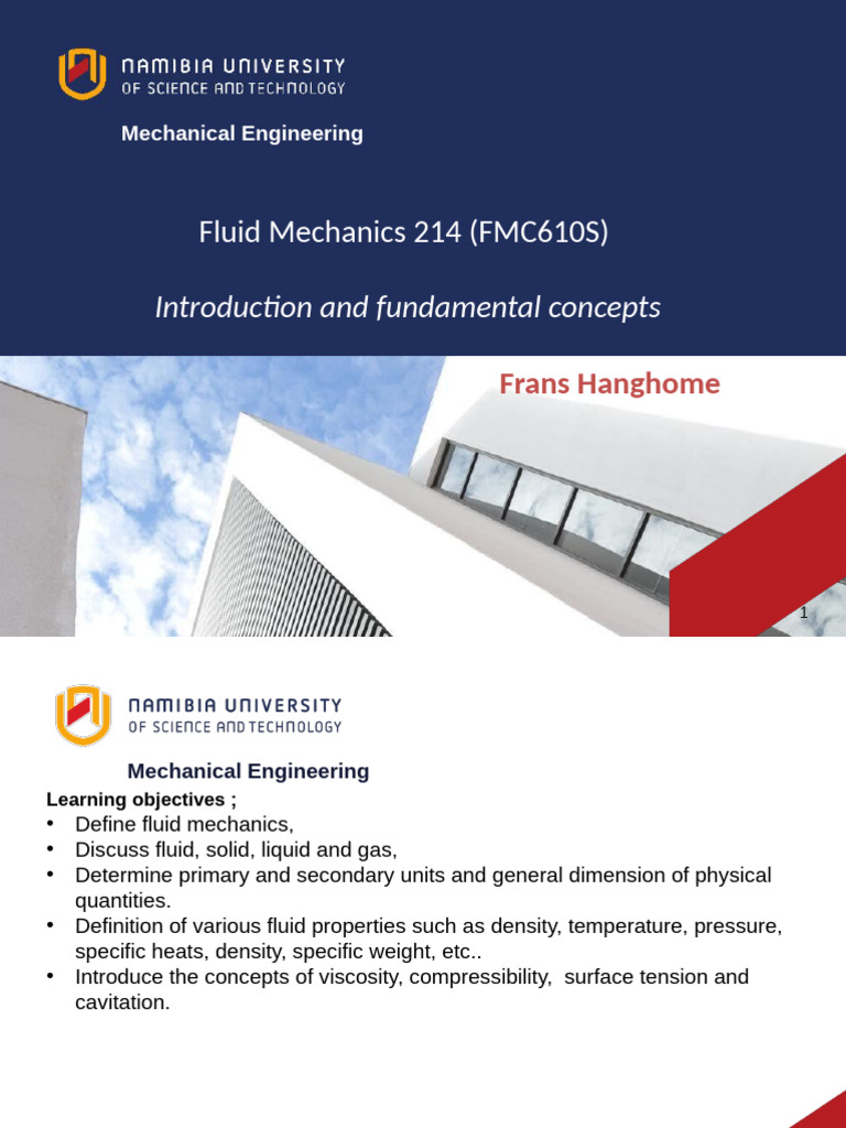 FMC610S - Introduction To Fluid Mechanics | PDF | Fluid Dynamics | Fluid Mechanics