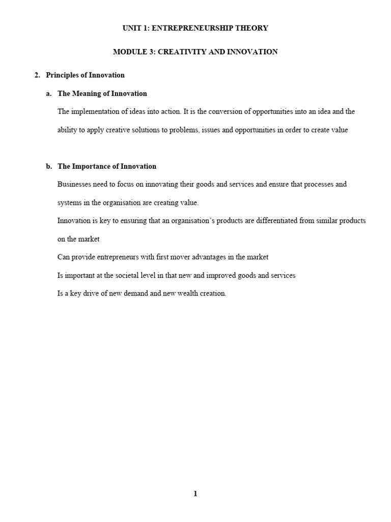 Principles of Innovation | PDF | Innovation | Entrepreneurship