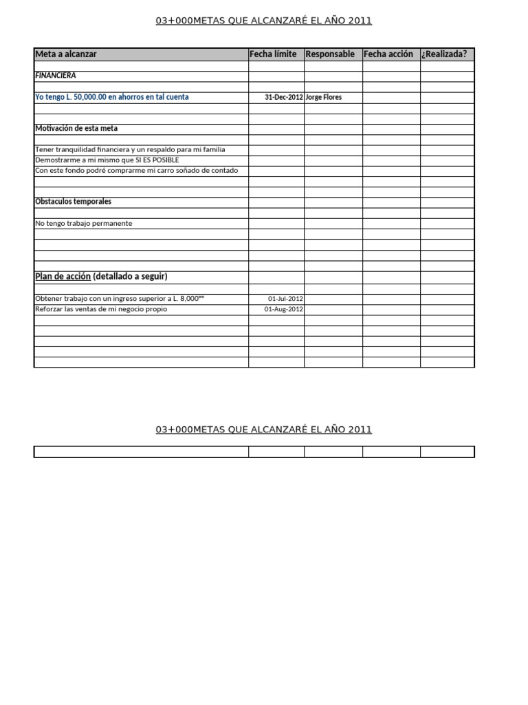 Definición de metas | PDF