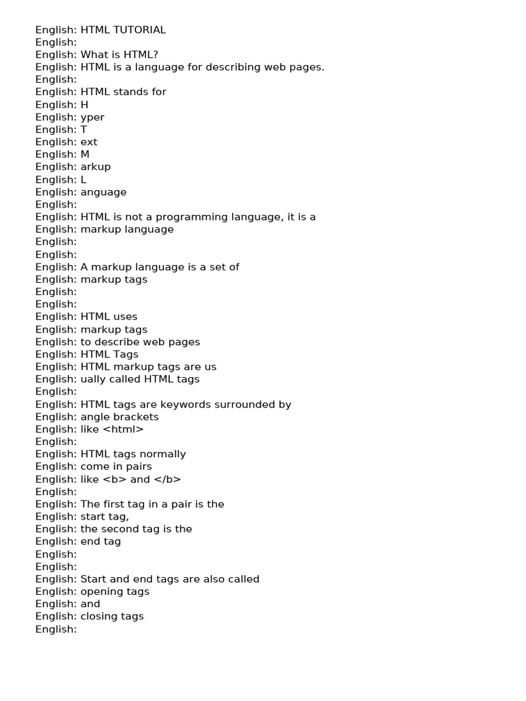 HTML Tutorial Bilingual Complete With Placeholders | PDF