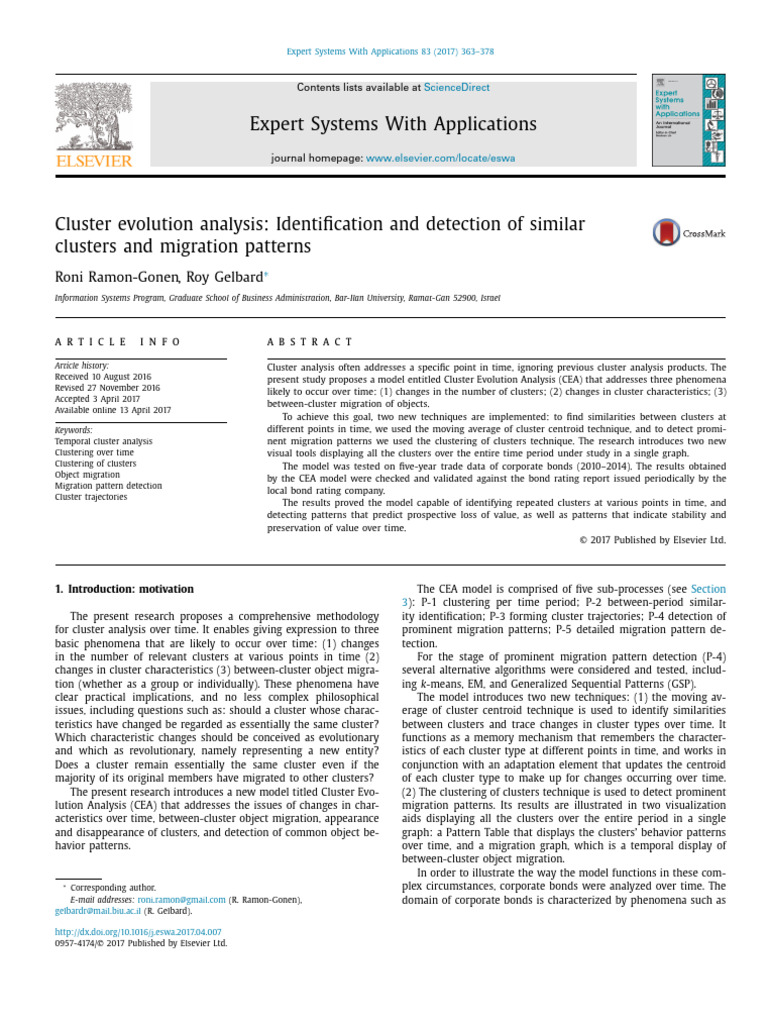 Cluster Evolution Analysis - Identification and Detection of Similar ...