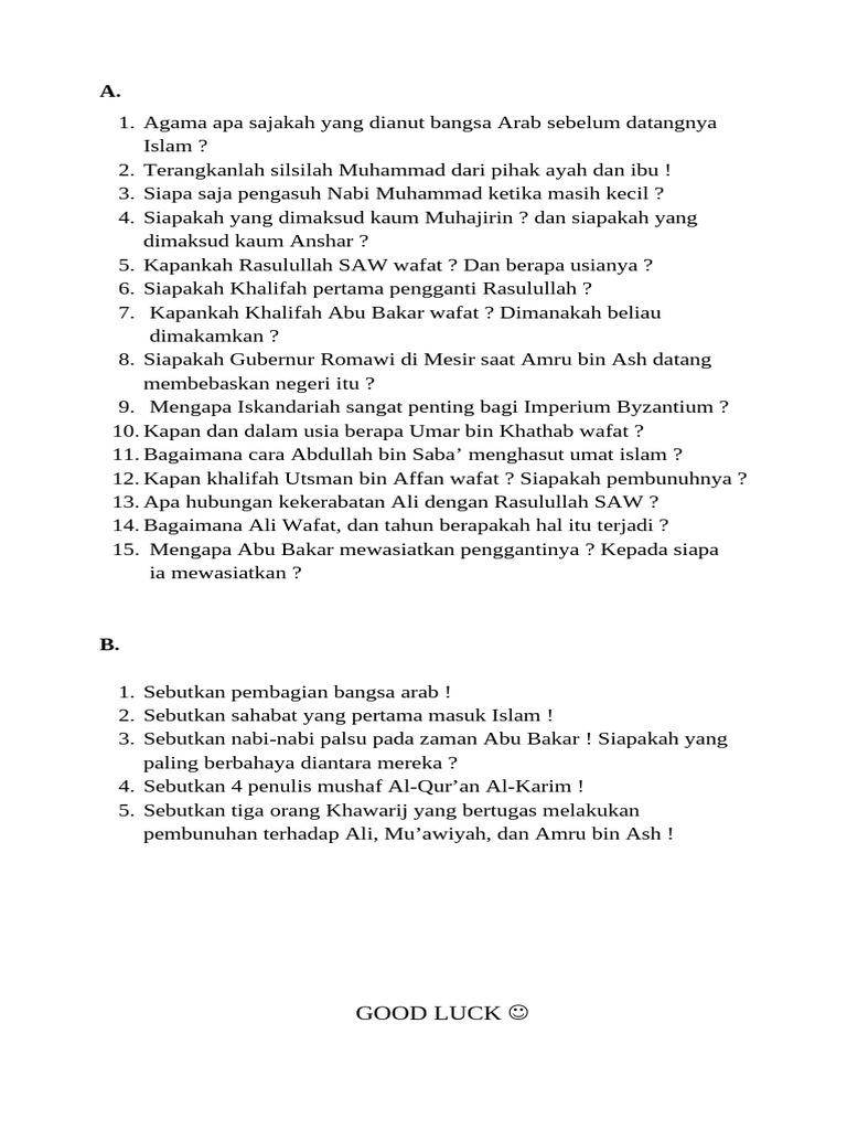 C2.Tarikh Islam 1 KMI | PDF