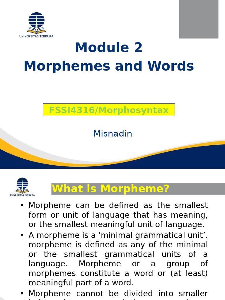 Session 2. Morphemes and Words | PDF