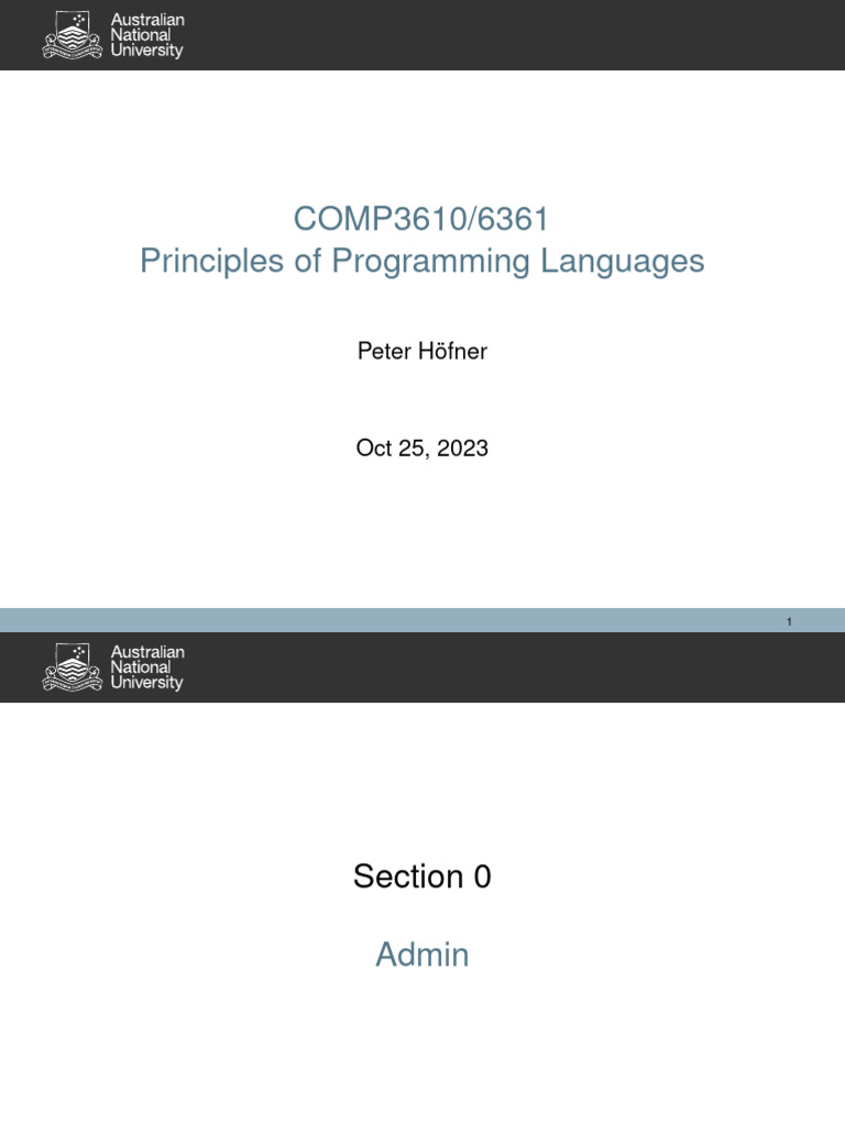 comp3610_slides pld | PDF | Semantics | Programming Language