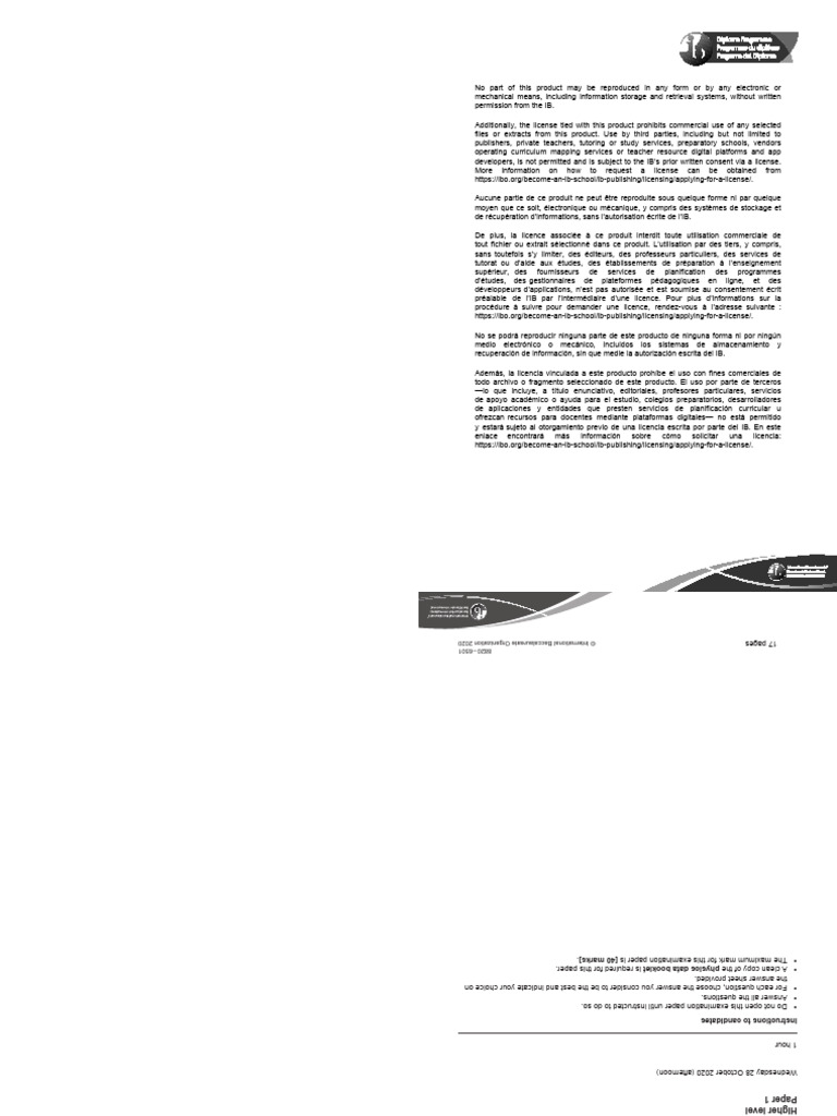 Physics Paper 1 HL - Booklet | PDF | Force | Gases