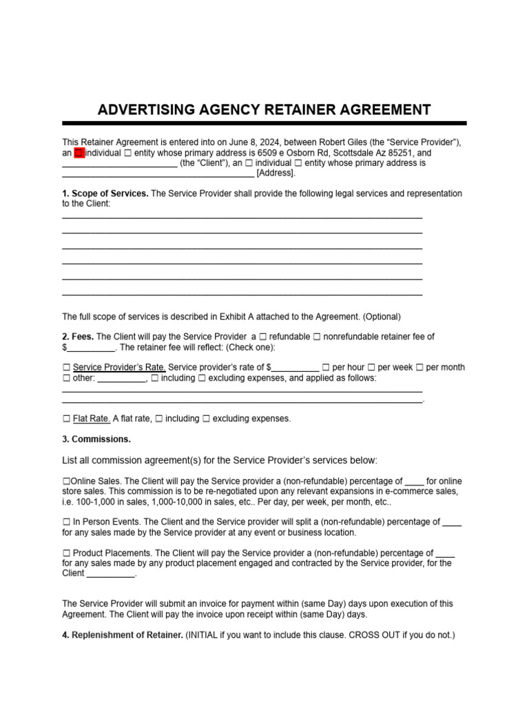 Advertising Agency Retainer Agreement | PDF | Arbitration | Mediation