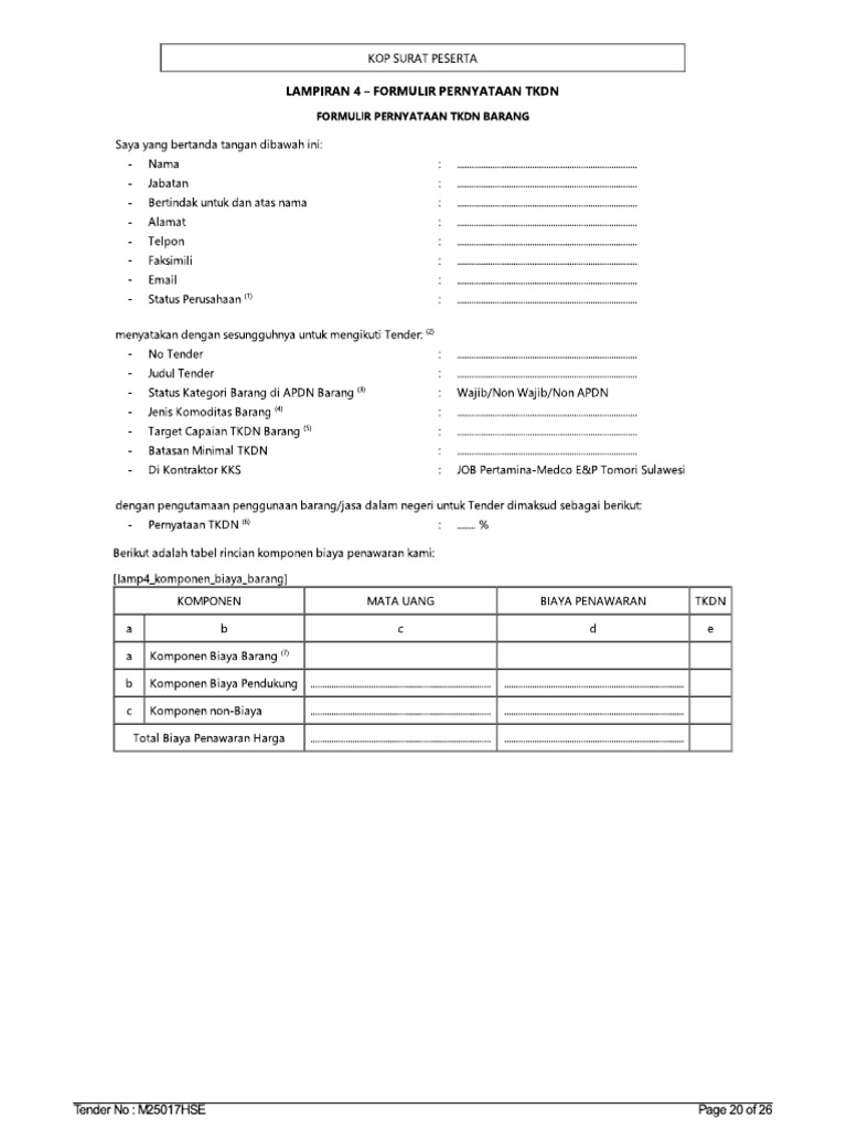 Form Menghitung TKDN | PDF