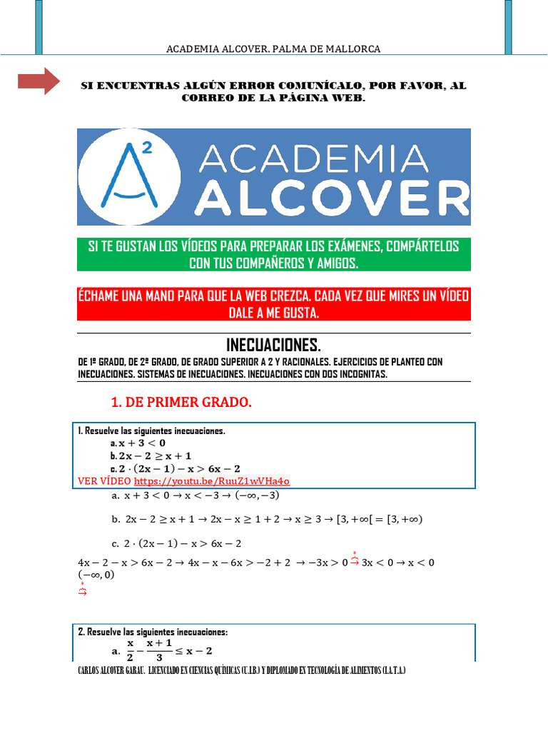 Todo Inecuaciones | PDF | Desigualdad (Matemáticas) | Ecuaciones