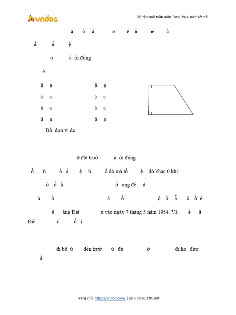 Phieu Bai Tap Co Ban Toan 4 Tuan 9 KNTT | PDF