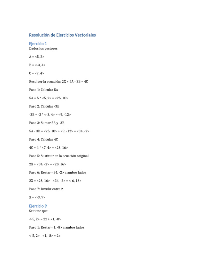 Resolucion Ejercicios Vectoriales | PDF