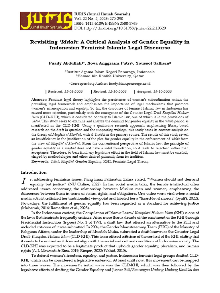 Revisiting: A Critical Analysis of Gender Equality in Indonesian ...