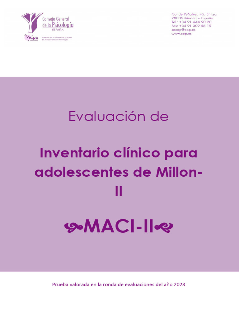 MACI II Informe Final | PDF | Validez (Estadísticas) | Sicología