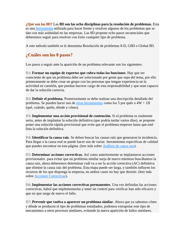 Qué Son Las 8D | PDF