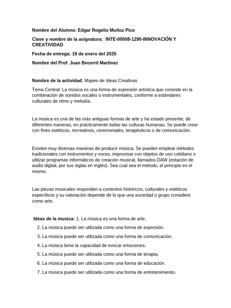 Mapeo de Ideas Creativas Actividad | PDF | Aprendizaje | Enseñando