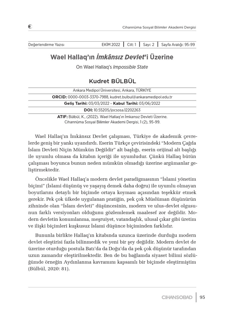 Wael Hallaq in Imkansiz Devlet I Uzerine | PDF