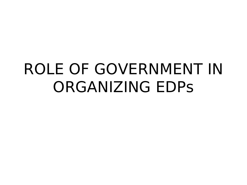 Role of Government in Organizing Edps | PDF | Entrepreneurship ...