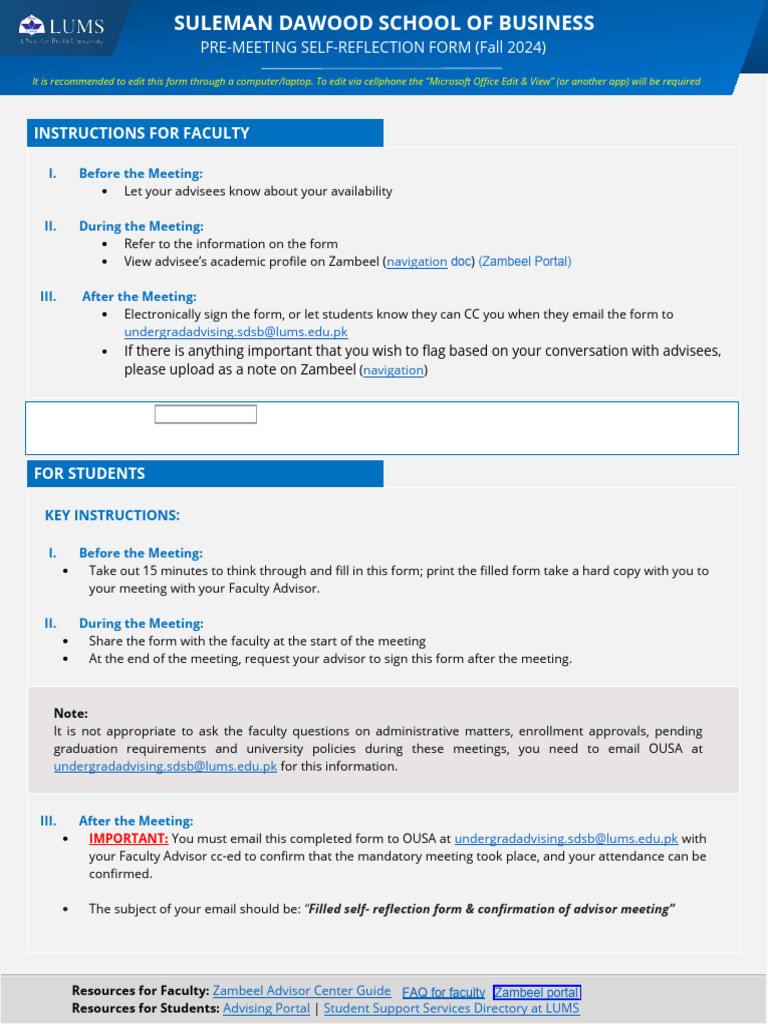 Self-Reflection Form - Fall 2024 | PDF